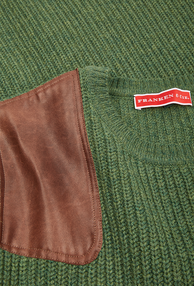 Field sweater merino, leather - shop online at bei FRANKEN & Cie.