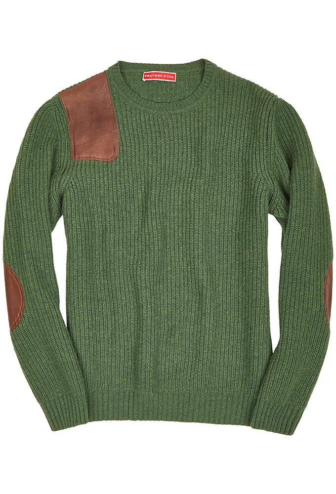 Field sweater merino, leather - shop online at bei FRANKEN & Cie.
